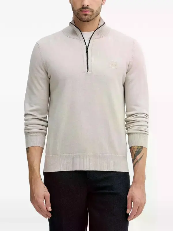 BOSS Mock Neck Zip Sweater