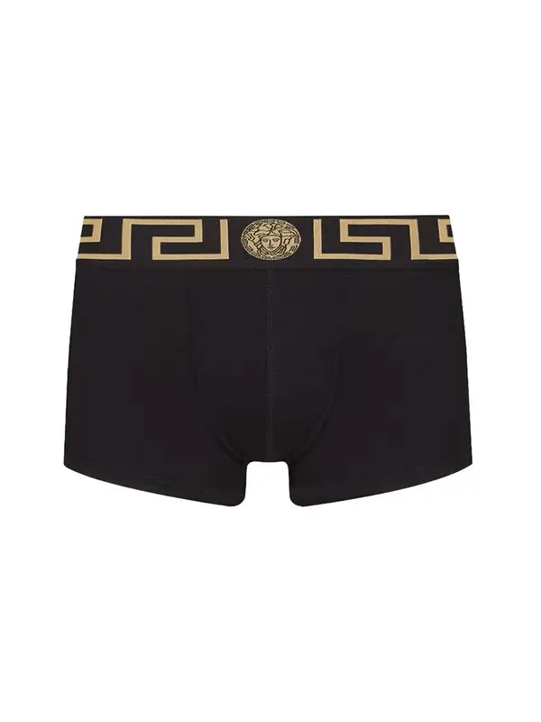 Versace Boxer Shorts With Greek - Black