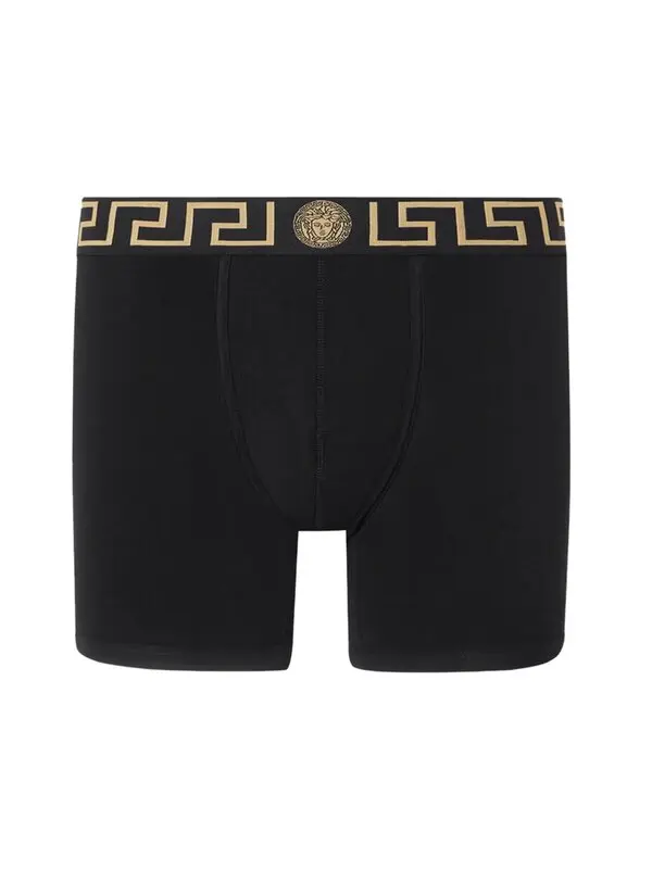 Versace Boxer Shorts With Greek - Black