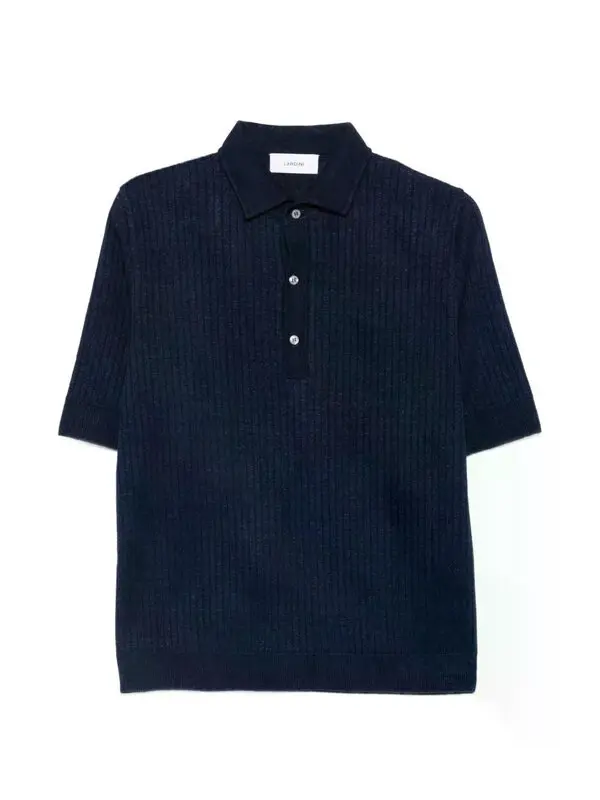 LARDINI Buttoned Ribbed Polo Shirt