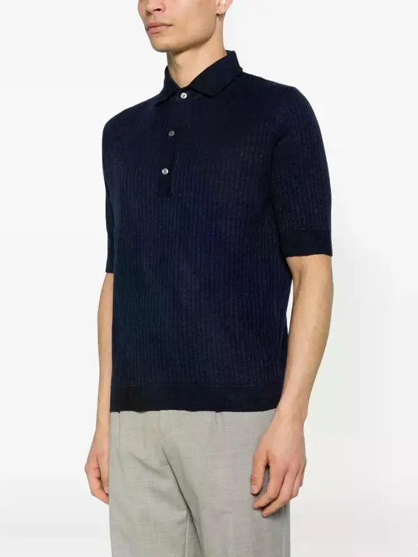 LARDINI Buttoned Ribbed Polo Shirt