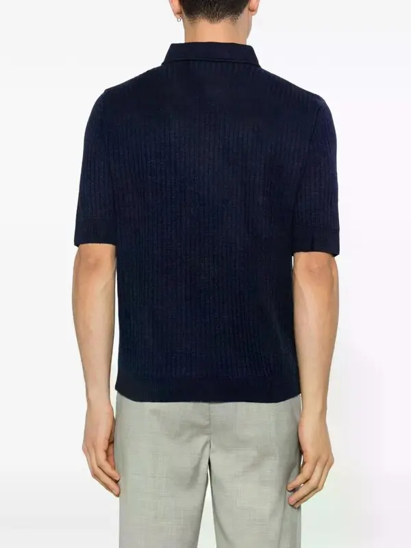 LARDINI Buttoned Ribbed Polo Shirt