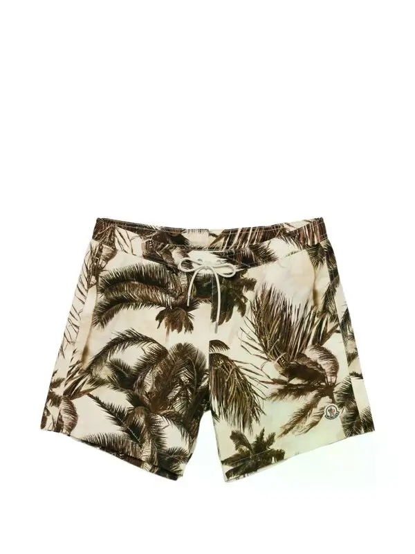 Moncler Palm Tree-print Swim Shorts - Neutrals