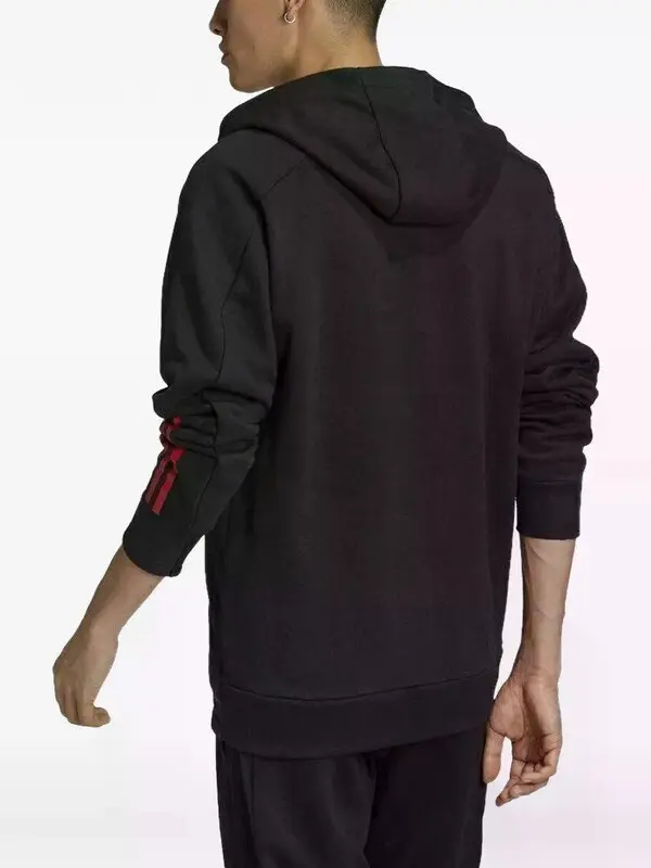 Adidas Hooded Pullover With Logo - Black