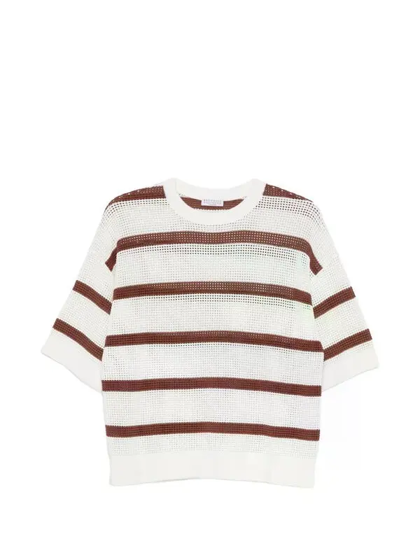 Brunello Cucinelli Striped Perforated Sweater