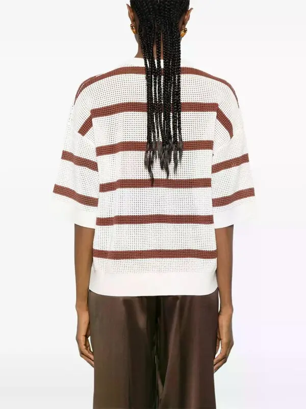 Brunello Cucinelli Striped Perforated Sweater