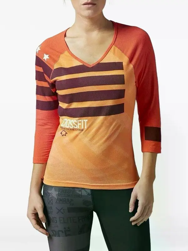 REEBOK Striped V-neck T-shirt