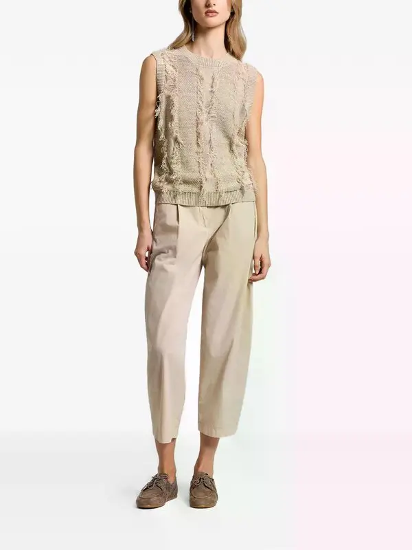 Peserico Sequined Fringed Knit Top - Neutrals