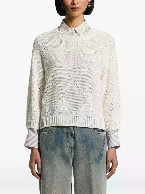 Peserico Diamond Knit Crew-neck Sweater - Neutrals