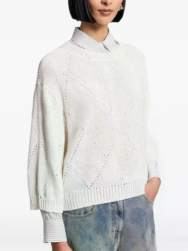 Peserico Diamond Knit Crew-neck Sweater - Neutrals