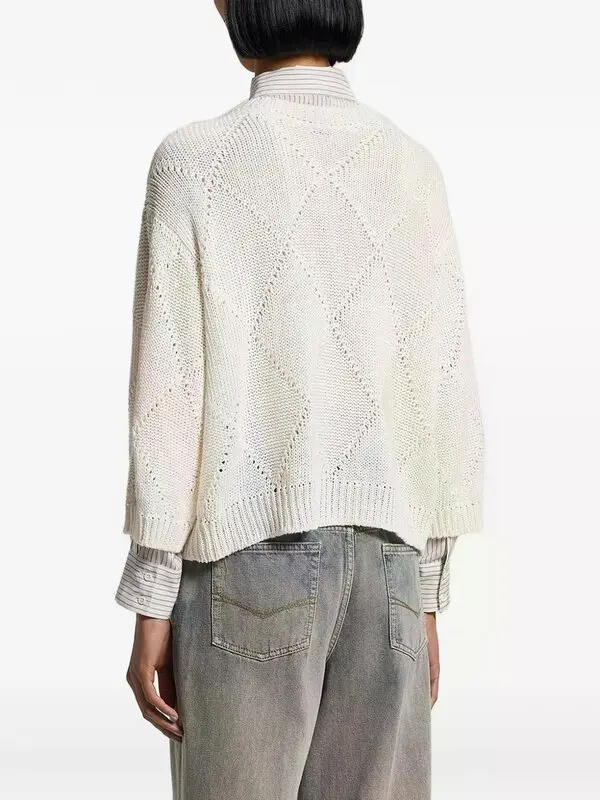 Peserico Diamond Knit Crew-neck Sweater - Neutrals