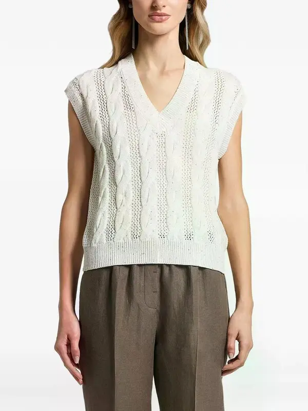 Peserico Cable-knit V-neck Top