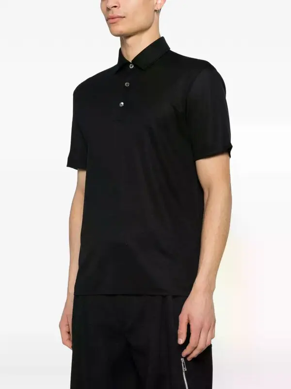 Zegna Button Wool Polo Shirt - Black
