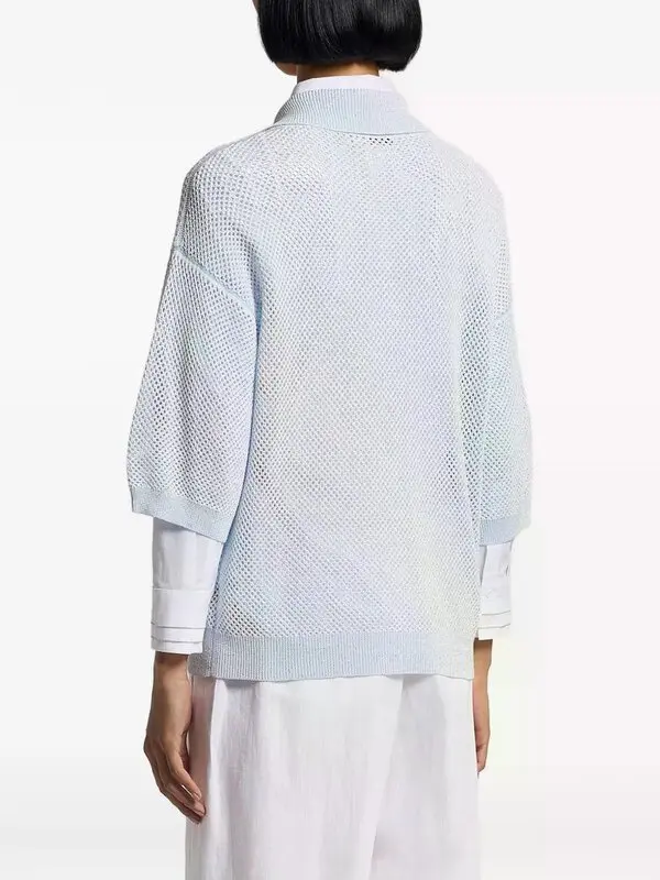 Peserico Sequinned Cotton Yarn Polo Shirt - Blue