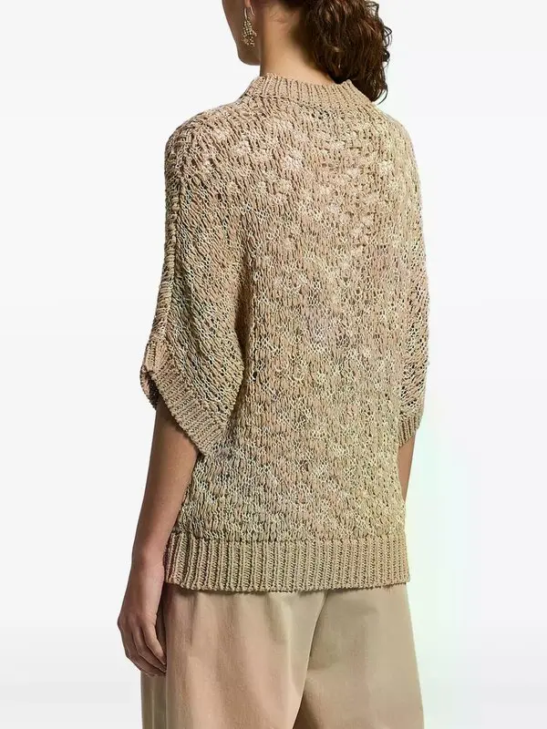 Peserico Open-knit Short-sleeved Sweater - Neutrals
