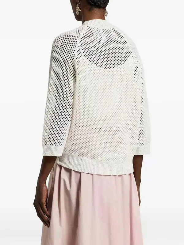 Peserico Sequined V-neck Open Knit Sweater