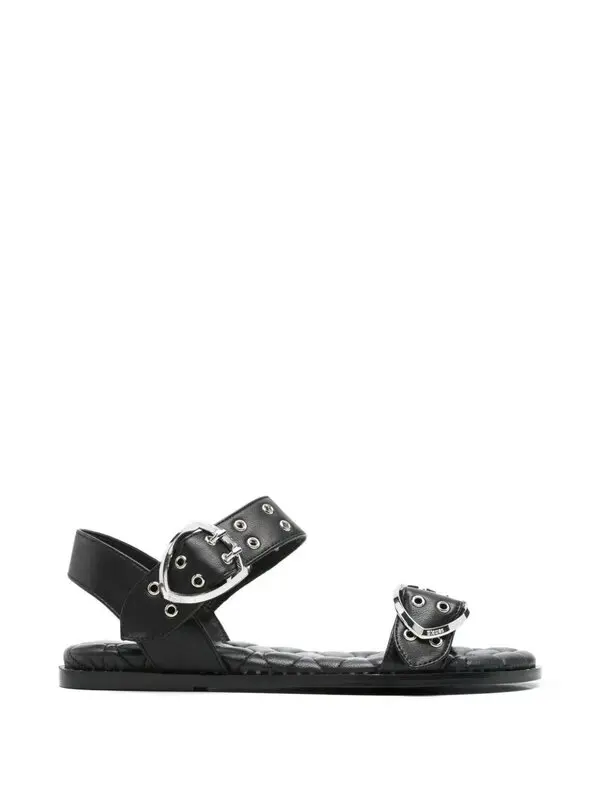 BLAUER. Buckle Eyelet Leather Sandals