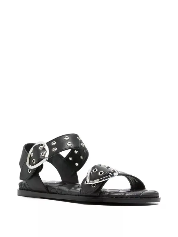 BLAUER. Buckle Eyelet Leather Sandals