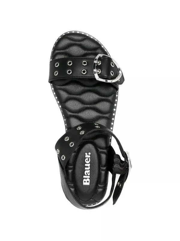 BLAUER. Buckle Eyelet Leather Sandals