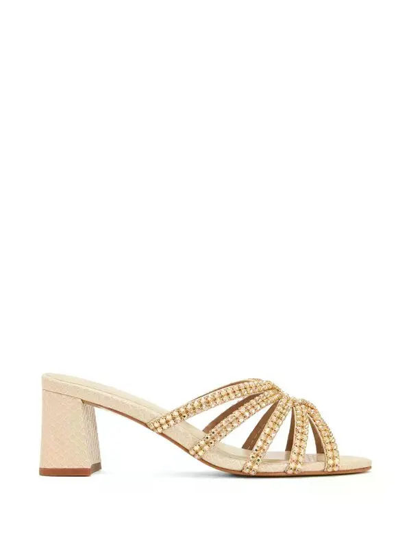 NICOLI Embellished Strappy Mules - Neutrals