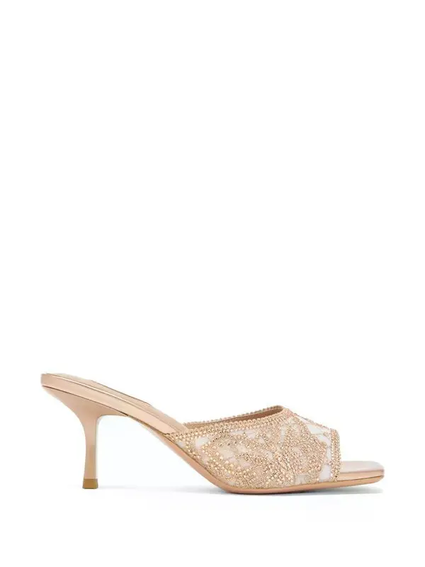 NICOLI Lace Embellished Mules - White