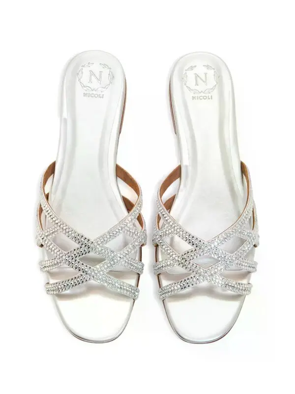 NICOLI Zuri Crystal Embellished Sandals - Silver