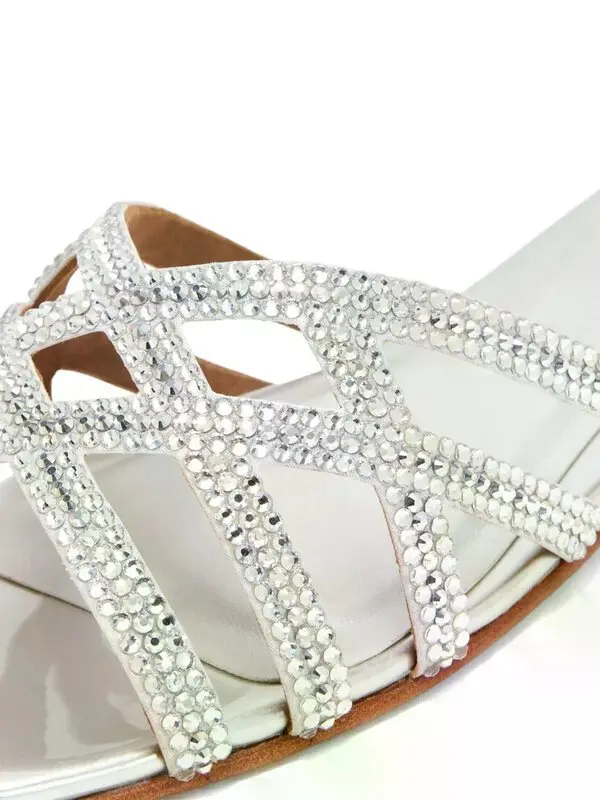 NICOLI Zuri Crystal Embellished Sandals - Silver