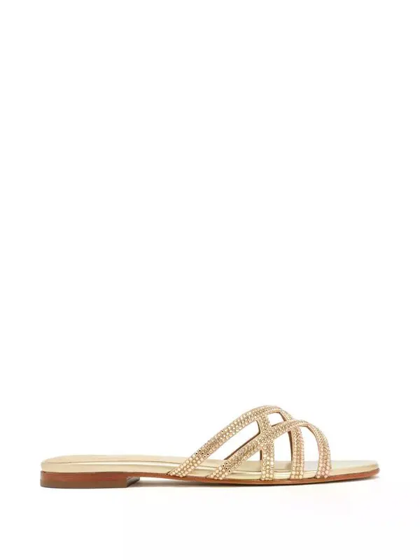 NICOLI Zuri Crisscross Embellished Sandals - Gold