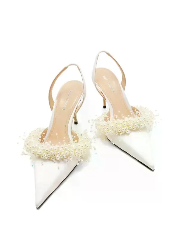 Mach & Mach Pearl-embellished Slingback Pumps