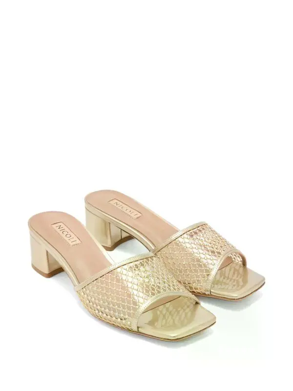 NICOLI Net Mules With Block Heel