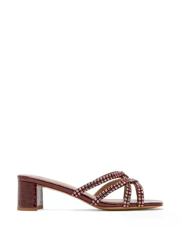NICOLI Embellished Crisscross Sandals - Brown