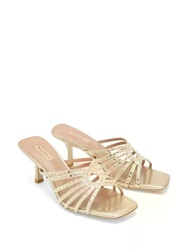 NICOLI Rhinestone-strap Heeled Mules