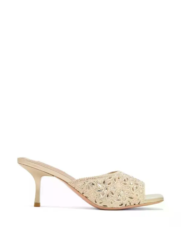 NICOLI Embellished Heeled Mules - Neutrals