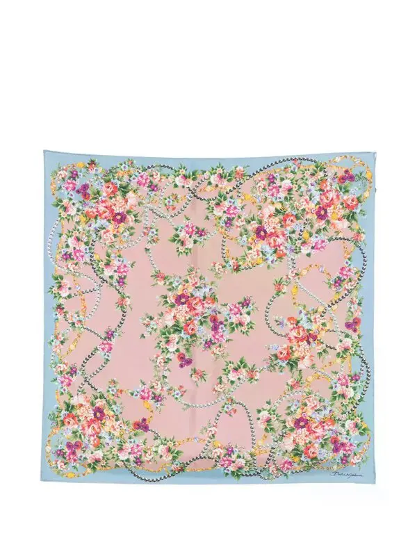 Dolce & Gabbana Floral-print Scarf - Blue