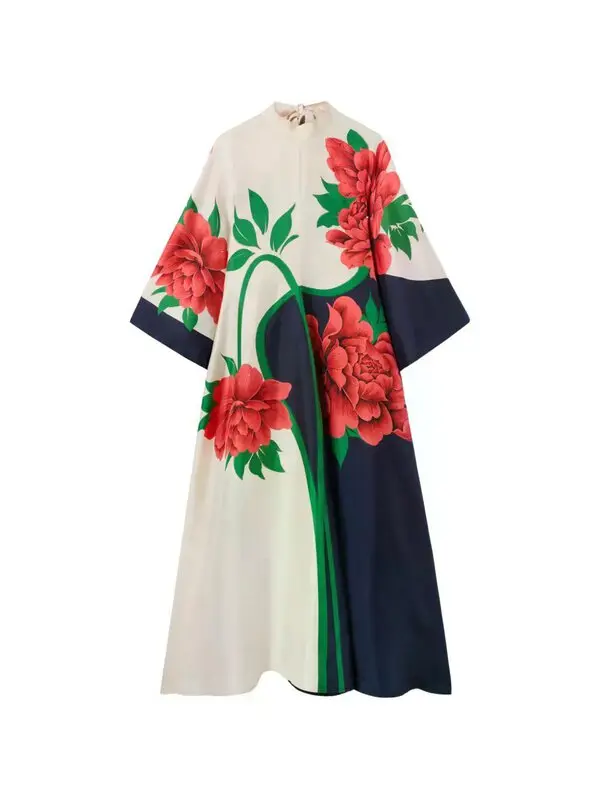 La DoubleJ Floral Tie Maxi Dress - Neutrals