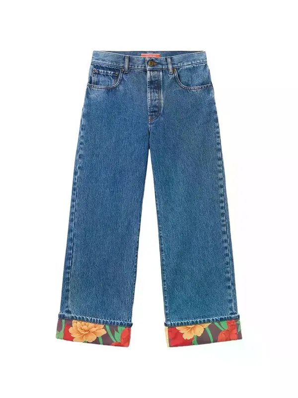 La DoubleJ Floral Cuff Embroidered Jeans