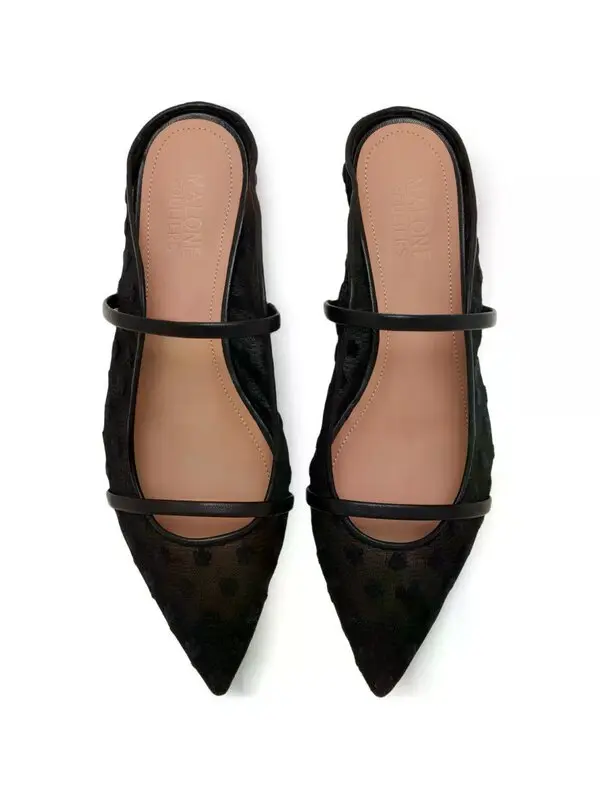 MALONE SOULIERS Maureen Leather-straps Flat Mules - Black