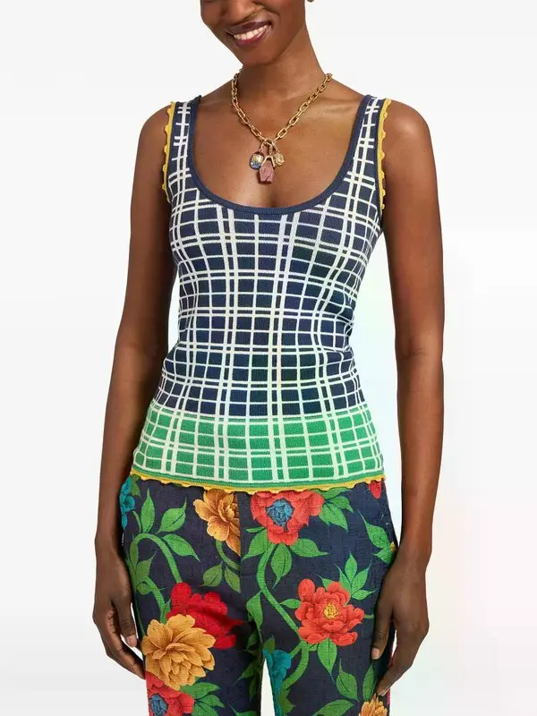 La DoubleJ Check Ribbed Knit Top