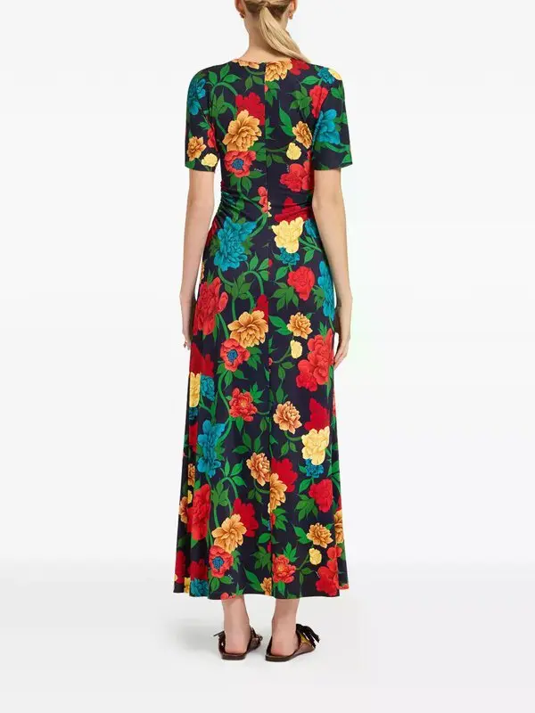 La DoubleJ Floral Ruched Punto Milano Dress