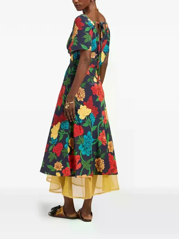 La DoubleJ Floral A-line Foyer Dress - Blue