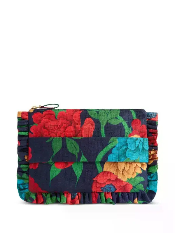 La DoubleJ Floral Print Ruffled Clutch