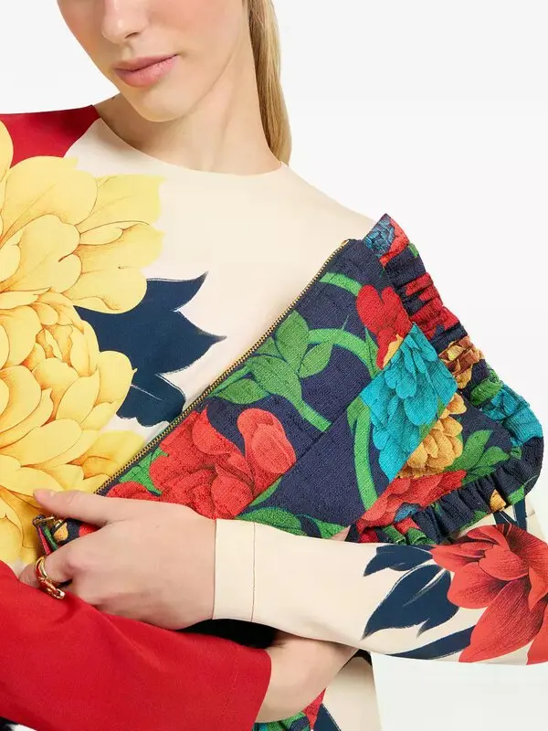 La DoubleJ Floral Print Ruffled Clutch