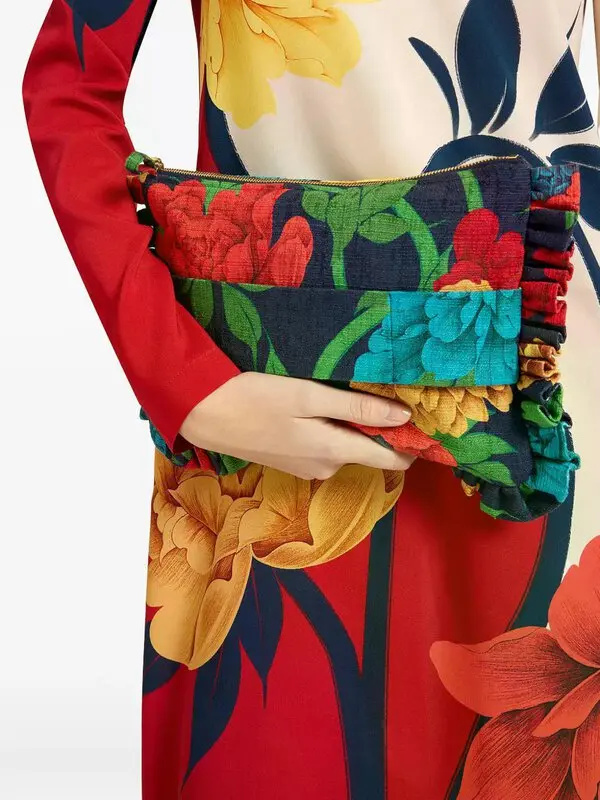 La DoubleJ Floral Print Ruffled Clutch