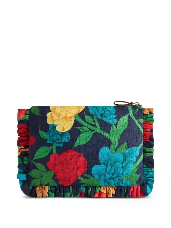 La DoubleJ Floral Print Ruffled Clutch