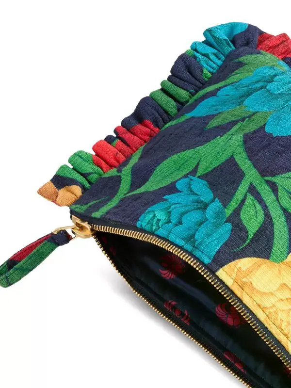 La DoubleJ Floral Print Ruffled Clutch