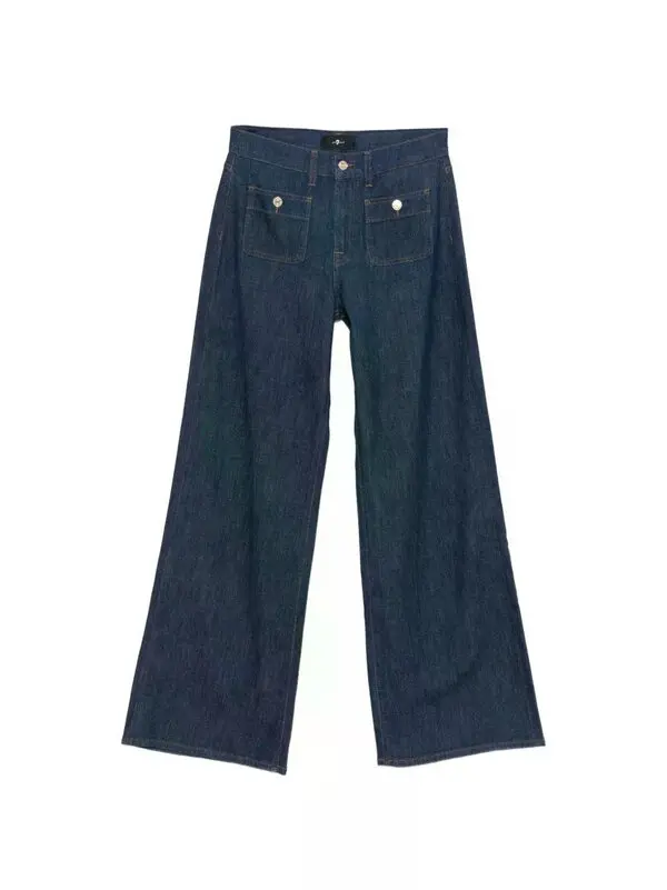 7 For All Mankind Lotta Patch Pocket Wide Leg Jeans - Blue