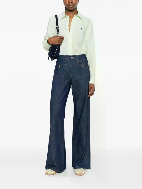 7 For All Mankind Lotta Patch Pocket Wide Leg Jeans - Blue