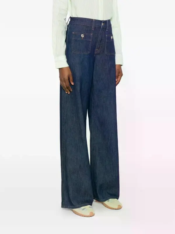 7 For All Mankind Lotta Patch Pocket Wide Leg Jeans - Blue