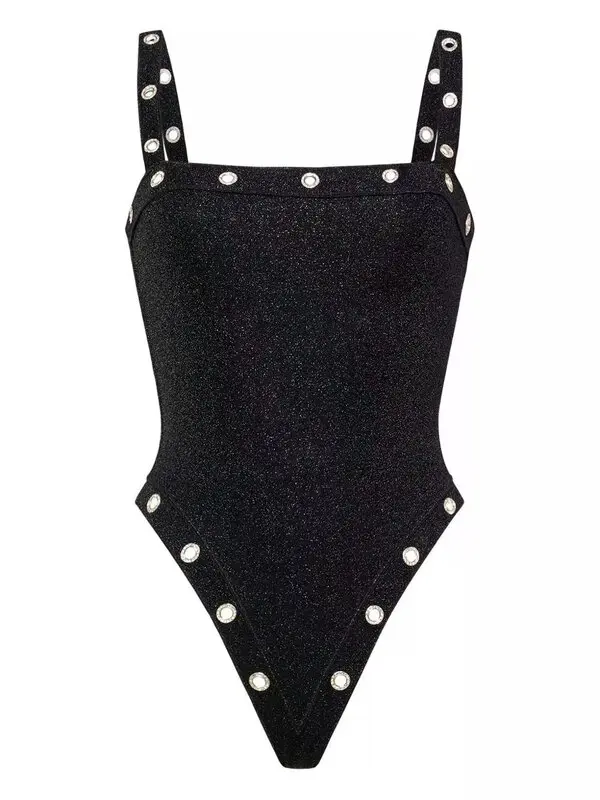 Oseree Lumière Studded Swimsuit - Black