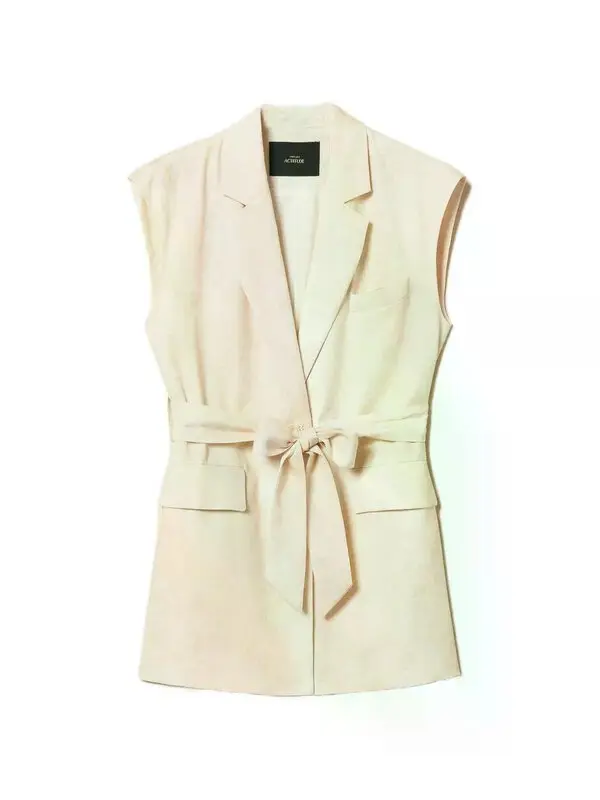 TWINSET Sleeveless Jacket With Print And Belt - Neutrals